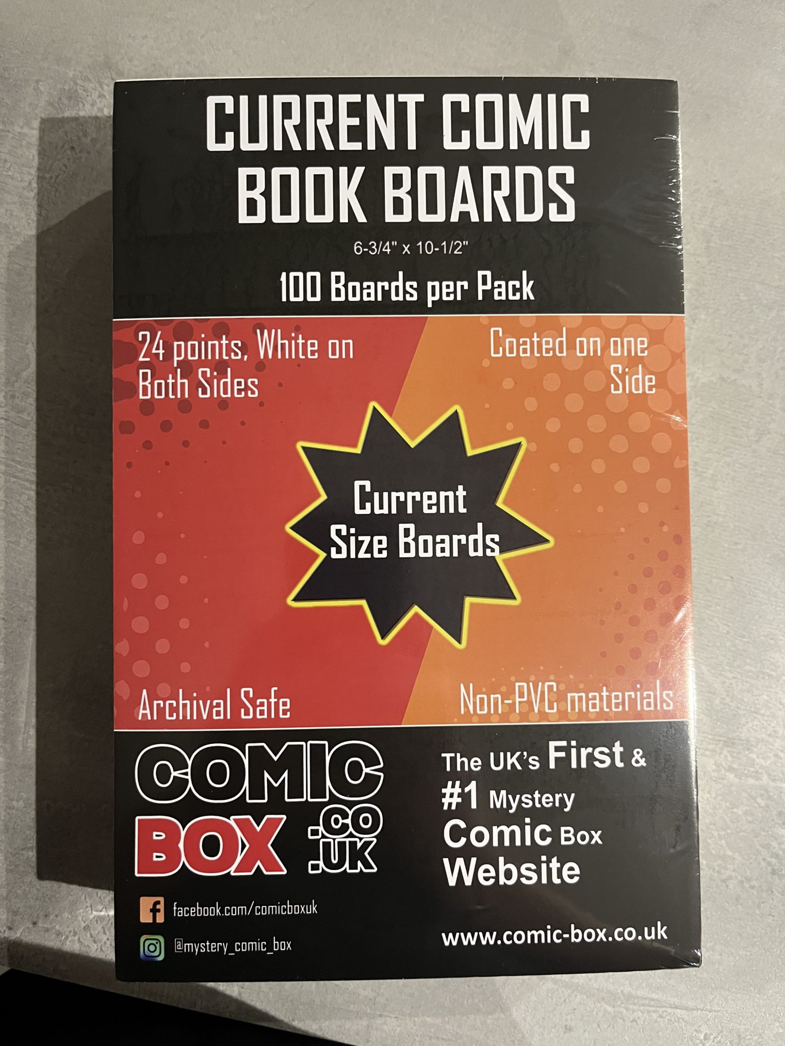 Current Size Boards 100 per pack - Mystery Comic Box